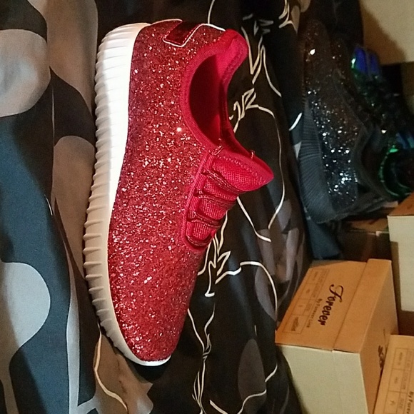Forever 21 | Shoes | New Womens Red Glitter Sequins Sneakers Shoes Firm ...